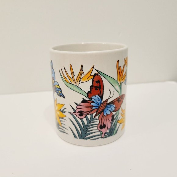 Unbranded | Dining | Vintage Multicolor Tropical Butterflies Flowers ...